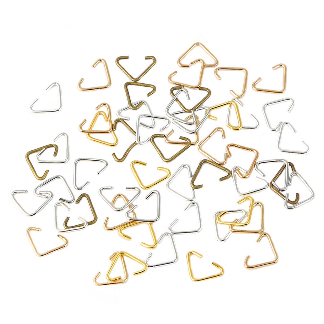 100pcs Gold/silver Color Triangle Jump Ring Bails Iron Metal Split ...