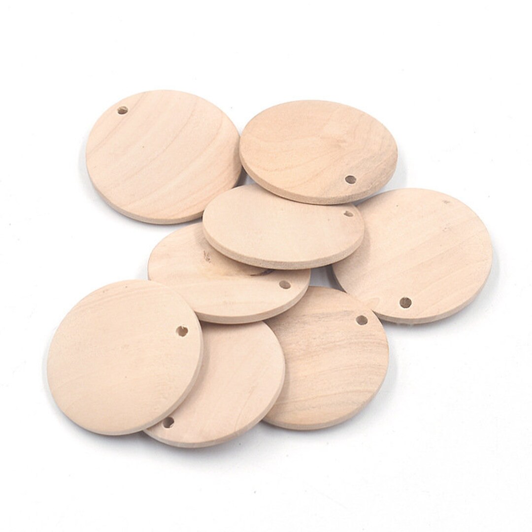 Flat Round Coin Shape Natural Wood 15mm 20mm 30mm 40mm 50mm Loose ...