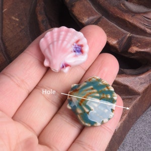 5pcs Scallop Shape 30x28mm Fancy Flamed Glazed Ceramic Porcelain Loose ...
