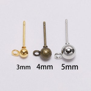 3/4/5mm 50pcs Metal Iron Ear Studs Silver/gold/bronze for Ear Earrings ...