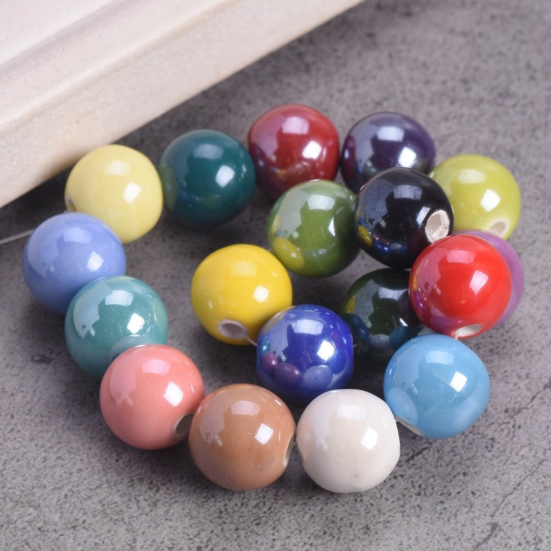 Round 8mm 10mm 12mm Shiny Glossy Ceramic Loose Porcelain Beads for ...