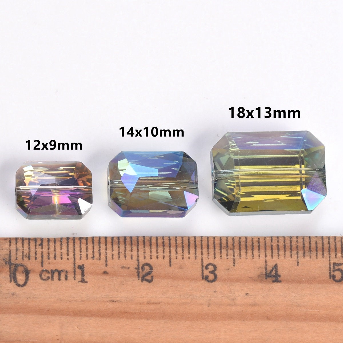 10pcs 12x9mm 14x10mm 18x13mm Rectangle Faceted Crystal Glass Loose ...