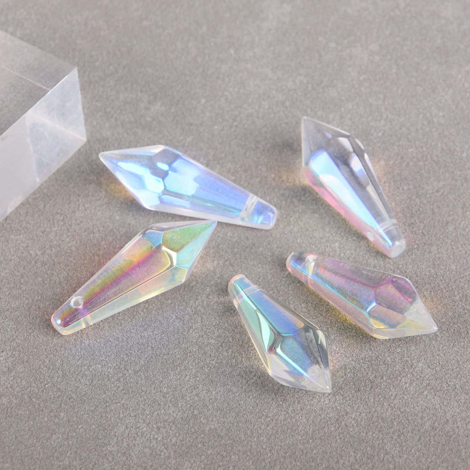 10pcs 35mm Teardrop Cone Faceted Bicone Crystal Glass Loose Pendant for ...