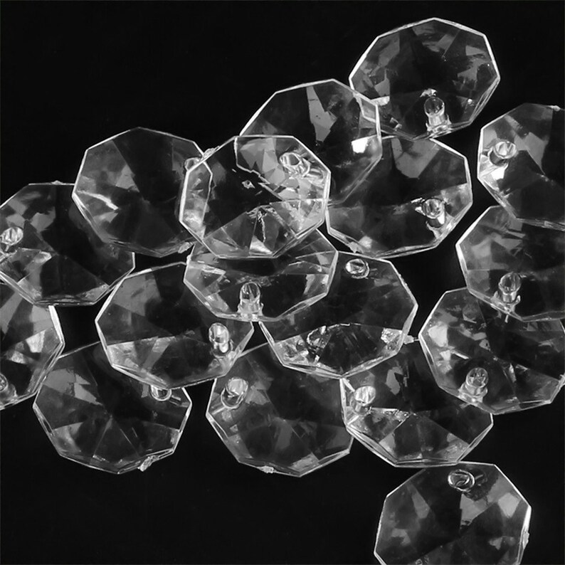 2 Hole Octagon Prism Clear Faceted Crystal Glass Beads Wholesale Bulk ...