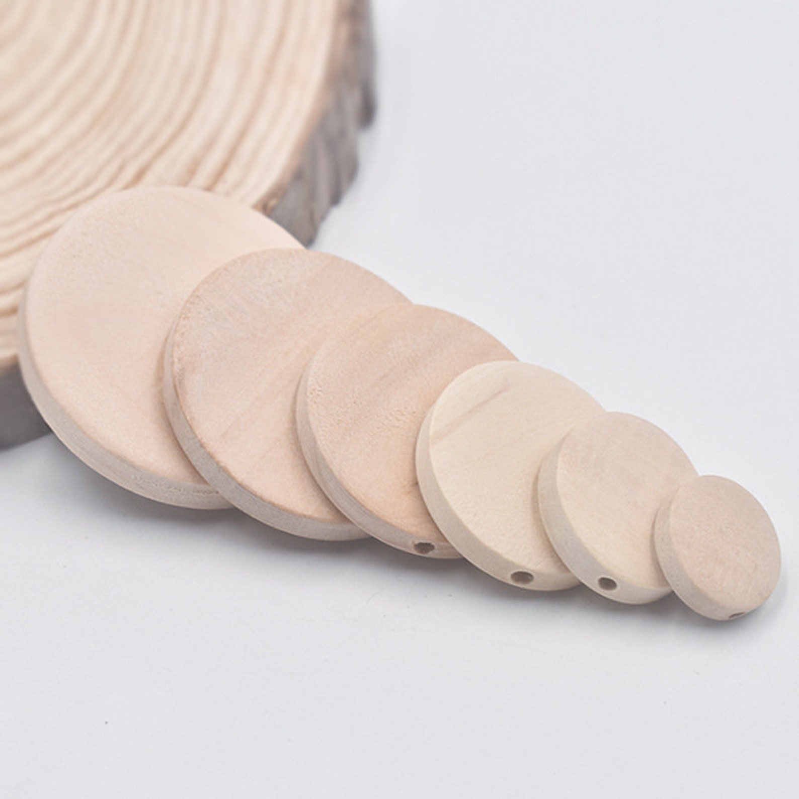 Flat Round Coin Shape Natural Wood 15mm 20mm 25mm 30mm 35mm - Etsy