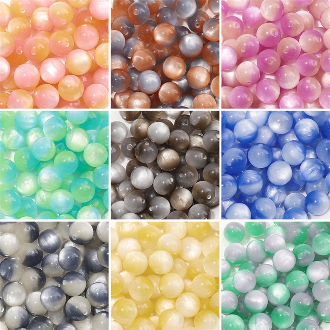 8mm 10mm 12mm Round Glossy Cat Eye Resin Loose Beads for Jewelry Making ...