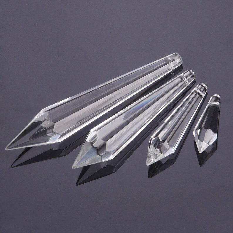 5pcs 35mm 52mm 58mm 78mm 98mm Bicone Teardrop Cone Faceted Clear ...