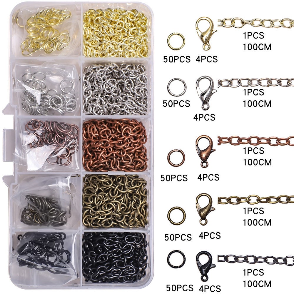 1 Box 5 Colors Metal Jewelry Making Kit Chain Split Jump Ring | Etsy