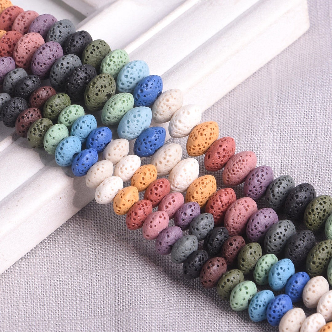 1 Strand Natural Volcano Lava Stone 5x8mm 6x10mm Rondelle Crafts Beads ...