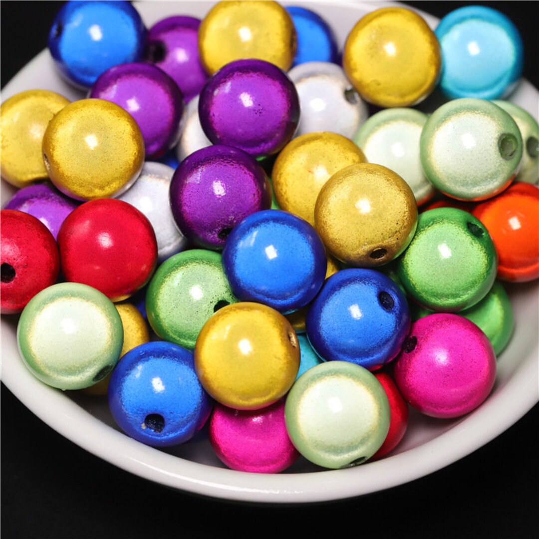 Round 4mm 6mm 8mm 10mm 12mm Random Mixed Colorful Acrylic Plastic Loose ...