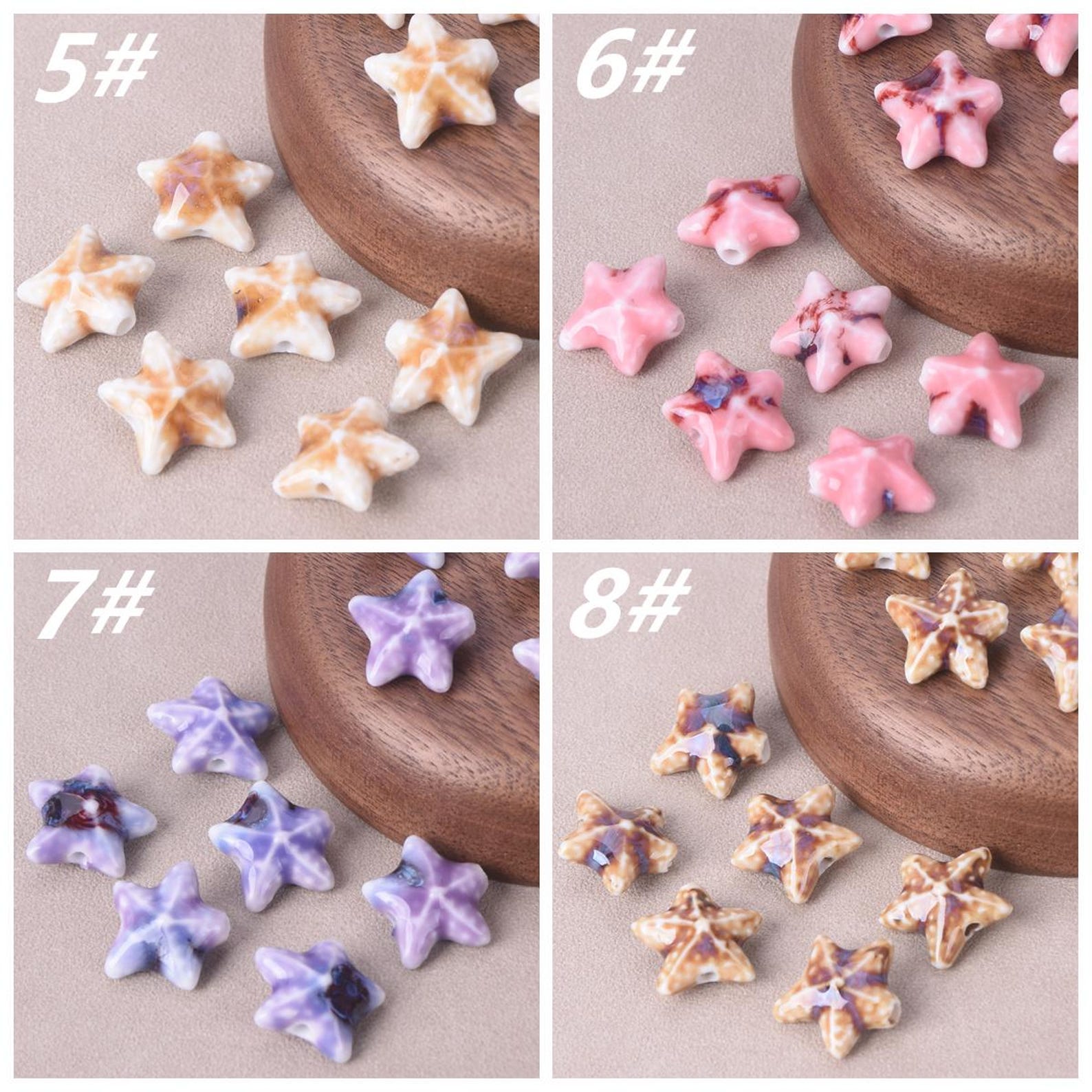 10pcs Starfish Shape 17x15mm Colorful Glazed Ceramic Porcelain Loose ...