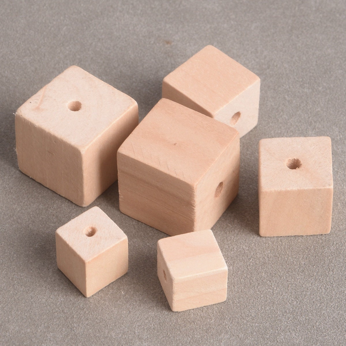 15mm 20mm 25mm Cube Shape Natural Wood Loose Woodcraft Beads for ...
