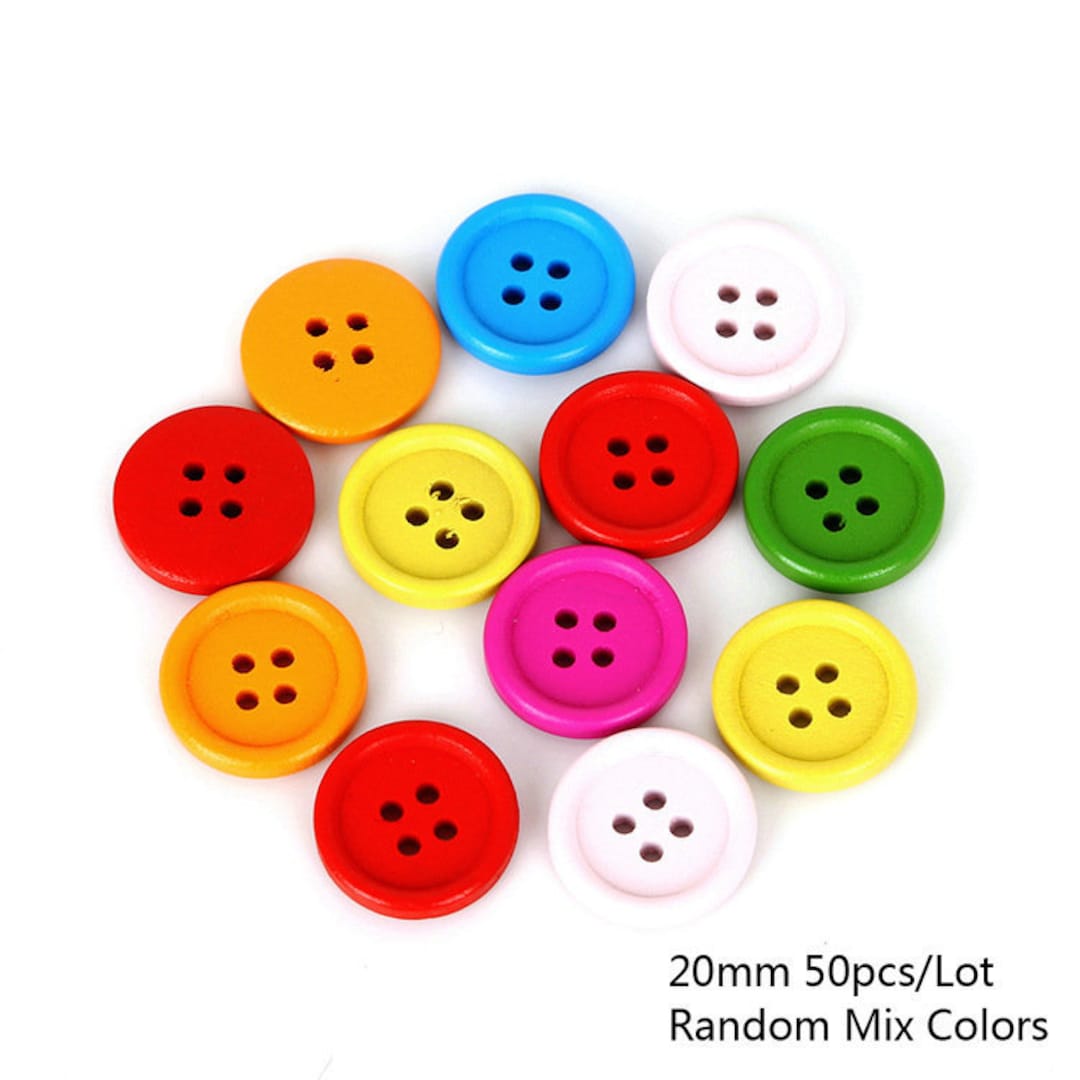 15mm/20mm/25mm/30mm Mixed Colors Round Shape 4 Holes Pattern Decorative ...
