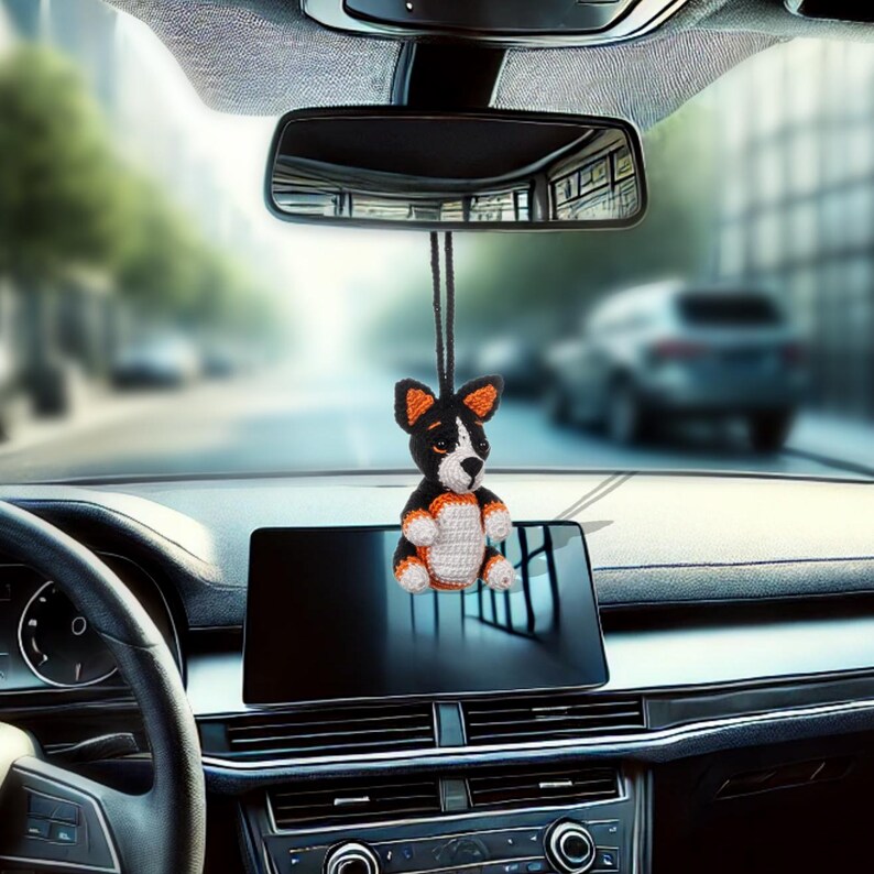 Handmade Crochet Corgi Amigurumi Car Charm – Rear View Mirror Accessory ...