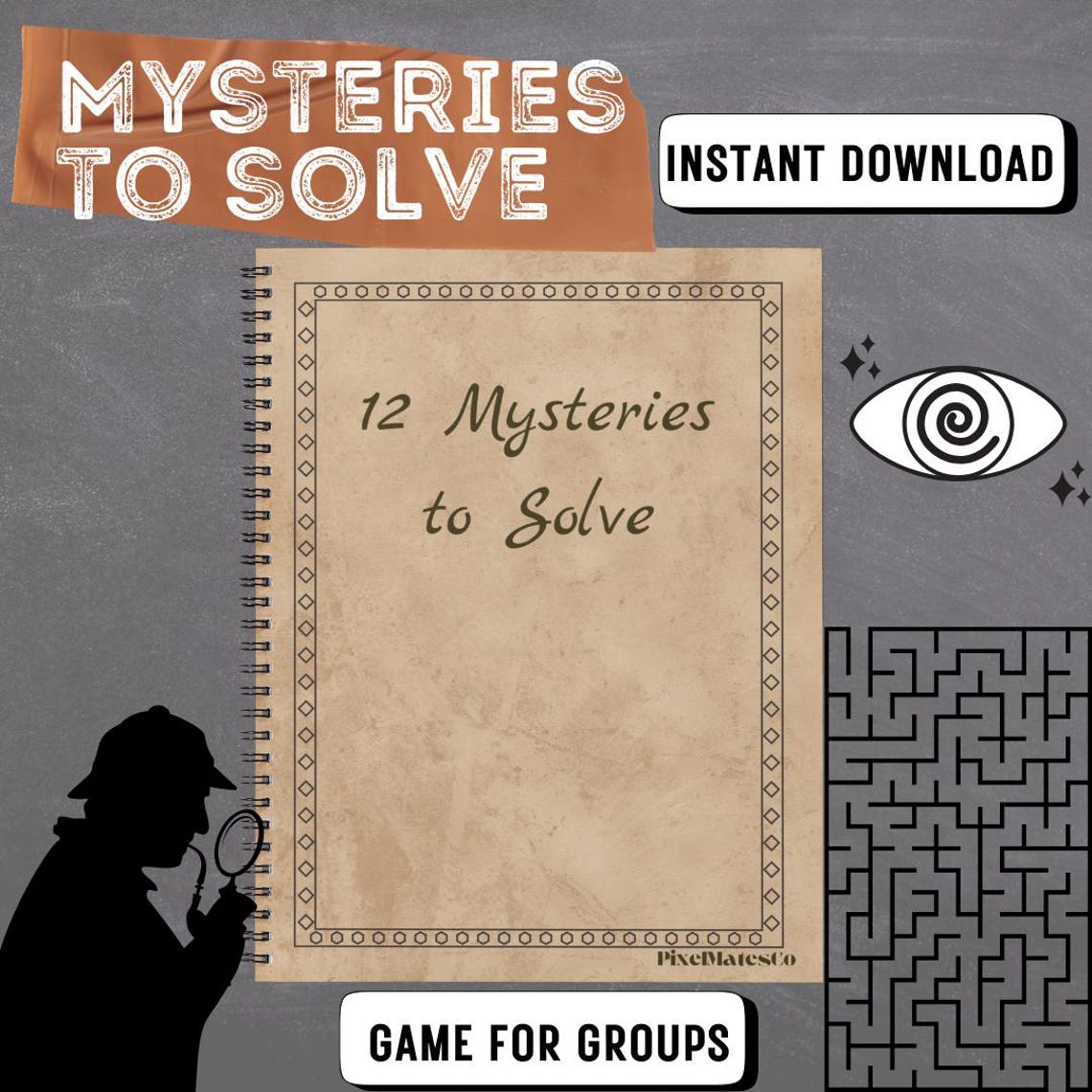 12 Mysteries to Solve - Interactive Group Mystery Game Kit | Instant ...