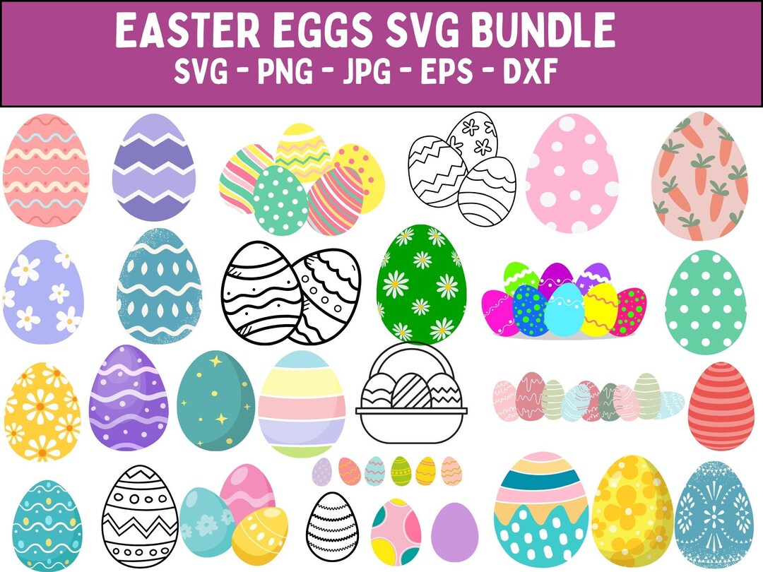 Easter Egg Bundle SVG Files | Easter 2025 Cut Files | Easter Egg Silhouette Vector Files | Happy ...