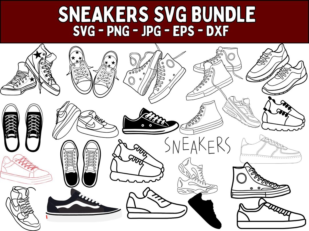 Sneaker Svg Bundle, Sneakers Svg, Running Shoes, Sneaker Clipart, Png ...