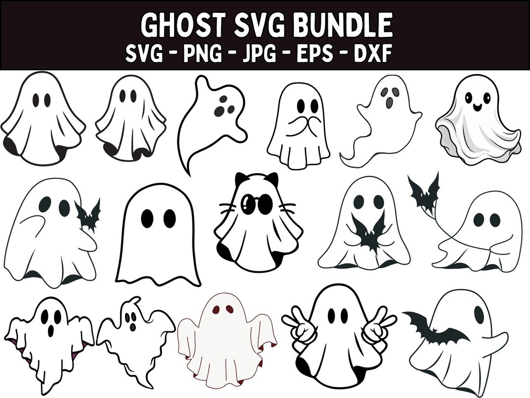 Ghost Bundle Svg, Ghost Svg, Halloween Svg, Cute Ghost Svg, Ghost ...