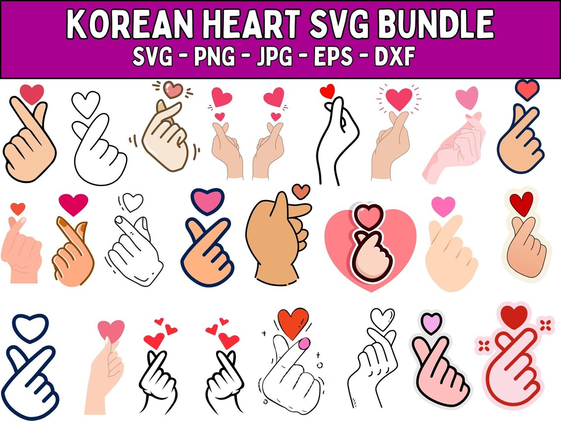 Korean Finger Heart SVG Bundle: Love Sign Cut File (digital Download ...