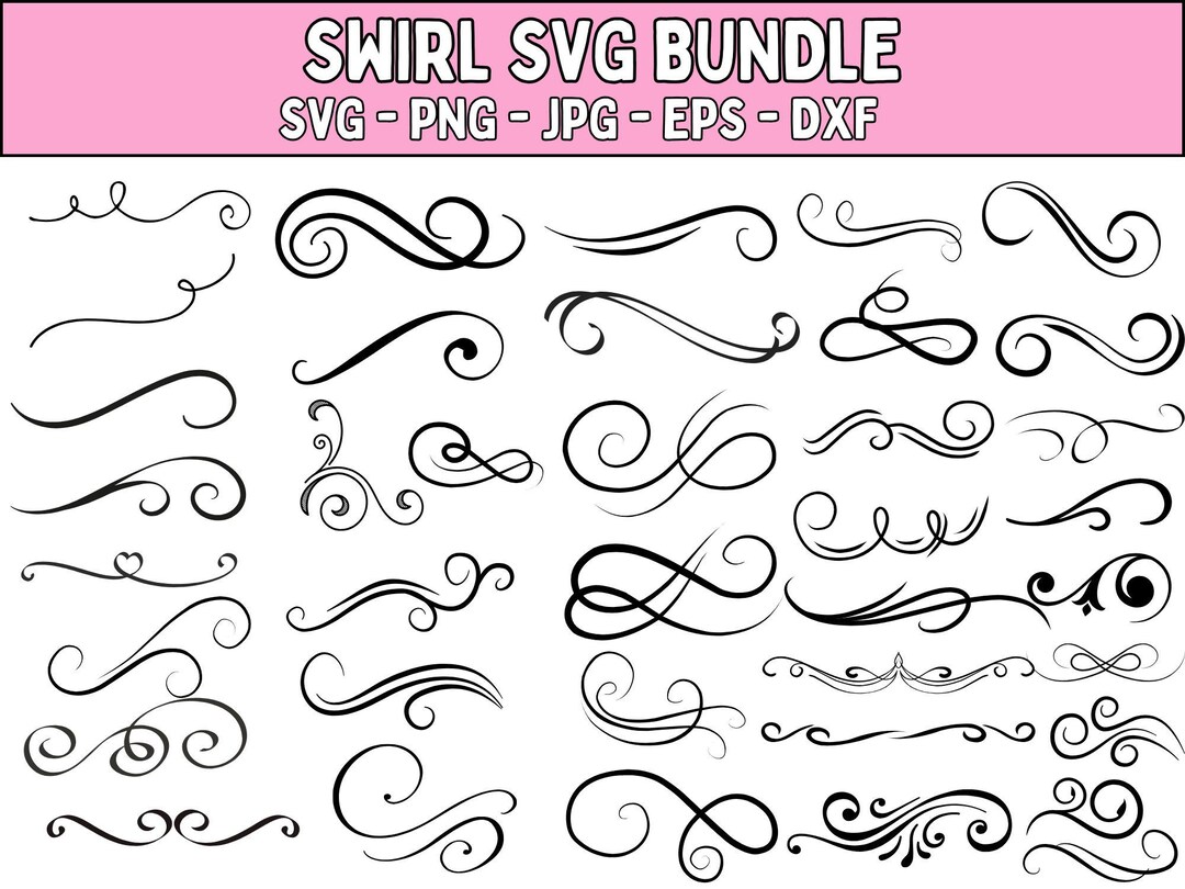 Swirl SVG, Decorative Swirl Clipart, Flourish SVG, Ornamental Swirl PNG ...