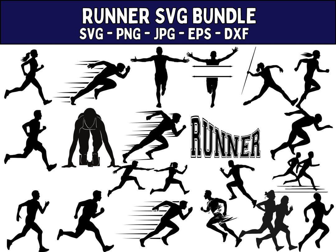 Running Silhouette SVG Bundle: Runner Clipart, Vector Graphics (digital Download) - Etsy