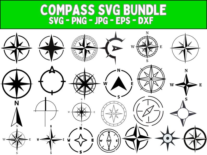 Compass SVG Bundle: Nautical Compass Rose Clipart (digital Download) - Etsy