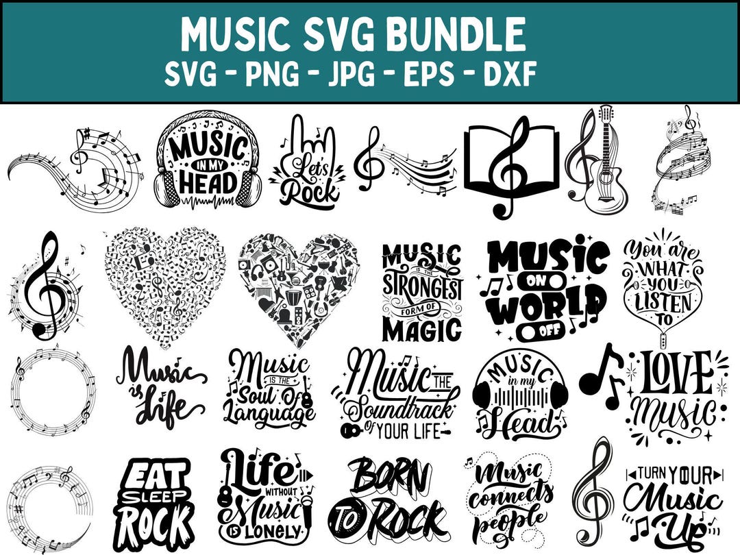 Music Notes SVG Bundle: Cricut Cut Files, Clipart (digital Download) - Etsy