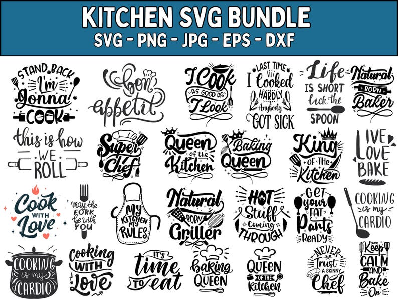 Kitchen Svg Bundle, Funny Kitchen Svg, Baking Svg, Kitchen Quotes Svg ...