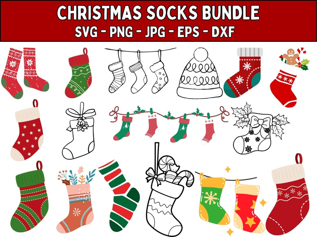 Christmas Socks SVG Cut File: Cricut, Silhouette, Glowforge (digital ...