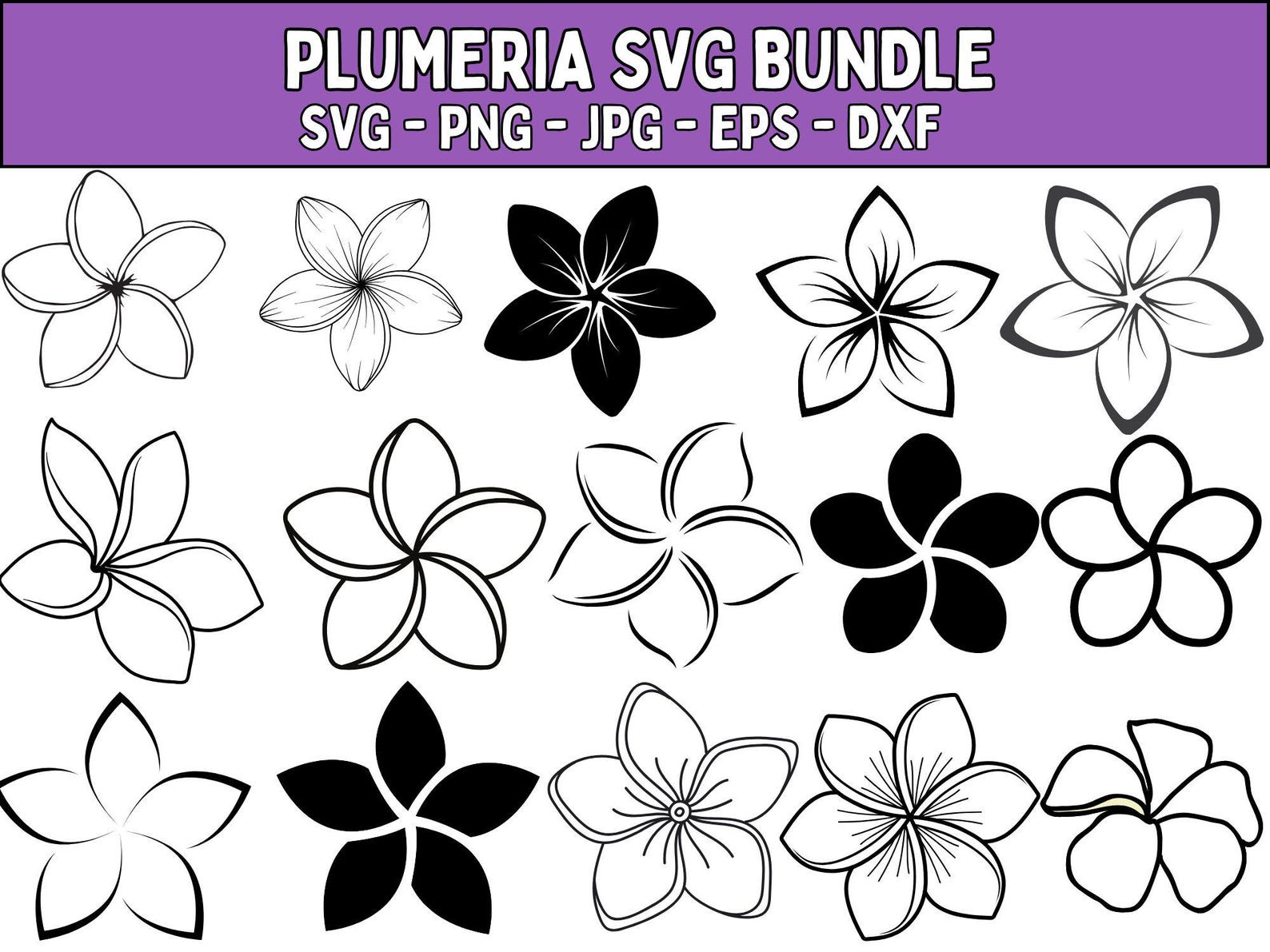 Plumeria SVG Bundle, Plumeria Dxf, Plumeria Png, Plumeria Vector ...
