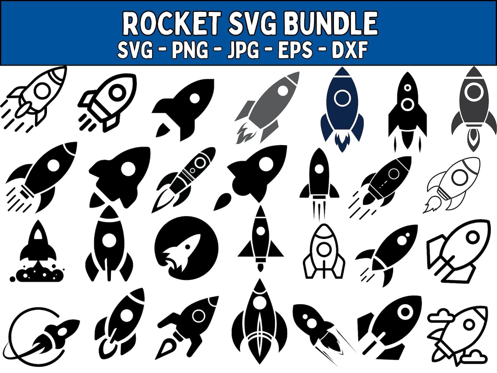 Rocket SVG Bundle: Space Shuttle, Spaceship Cut Files - Etsy