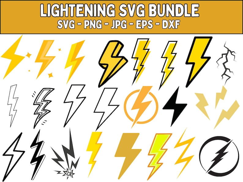 Lightning Bolt SVG Bundle, Thunder Svg, Lightning Bolt PNG Bundle ...
