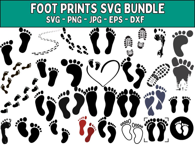 Footprints SVG Bundle, Foot Prints Png Bundle, Baby Feet SVG, Baby ...