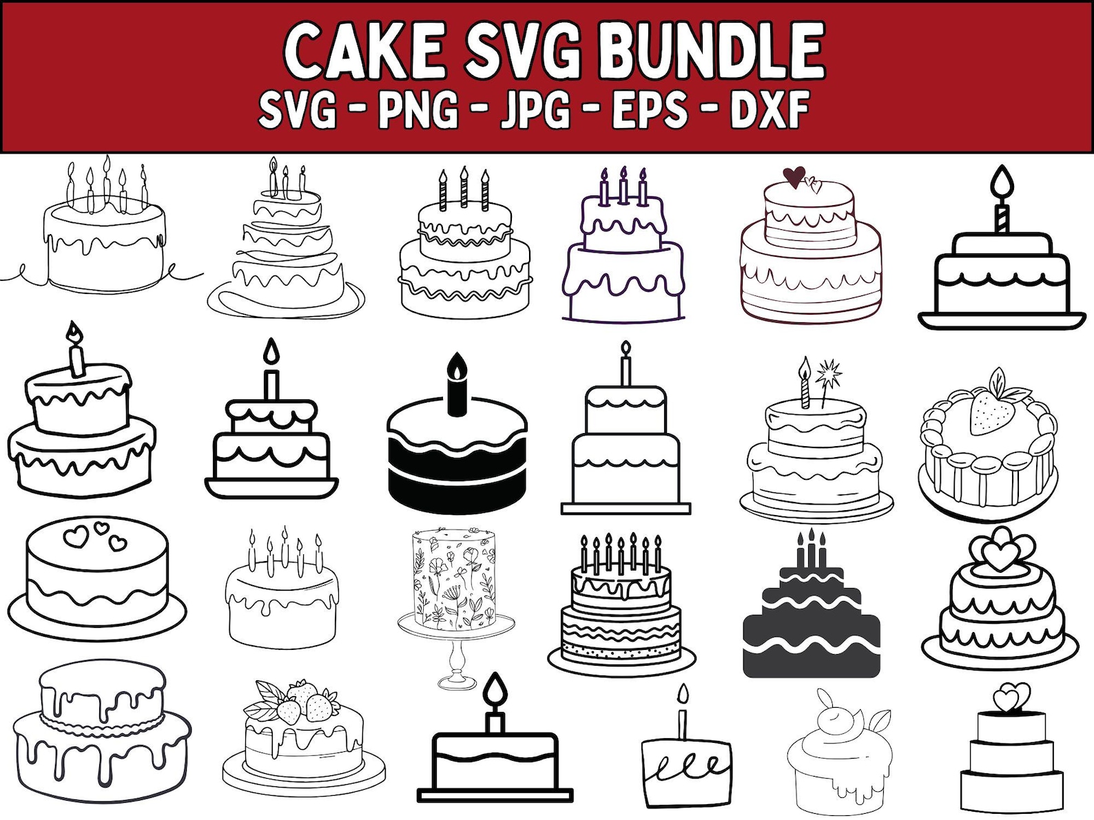 Cake SVG Bundle, Cupcake Svg, Birthday Cake Svg, Cake PNG Bundle, Cake ...