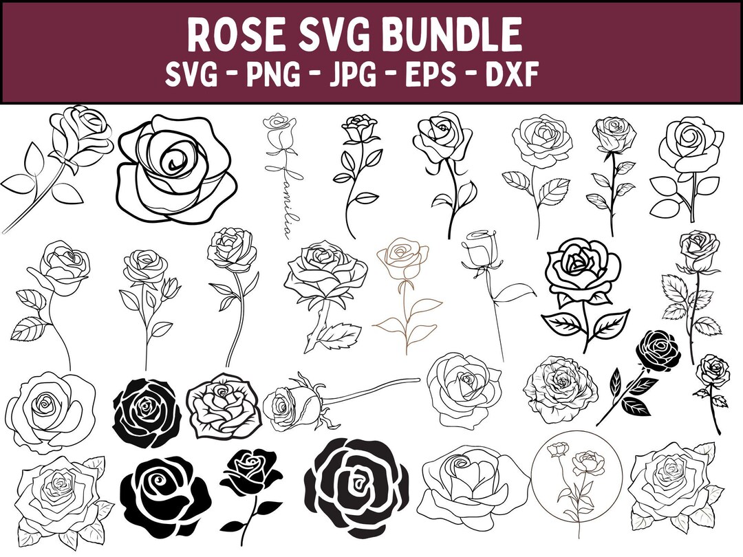 ROSE SVG Bundle, ROSES Svg Bundle, Rose Clipart Bundle, Rose Svg Cut ...
