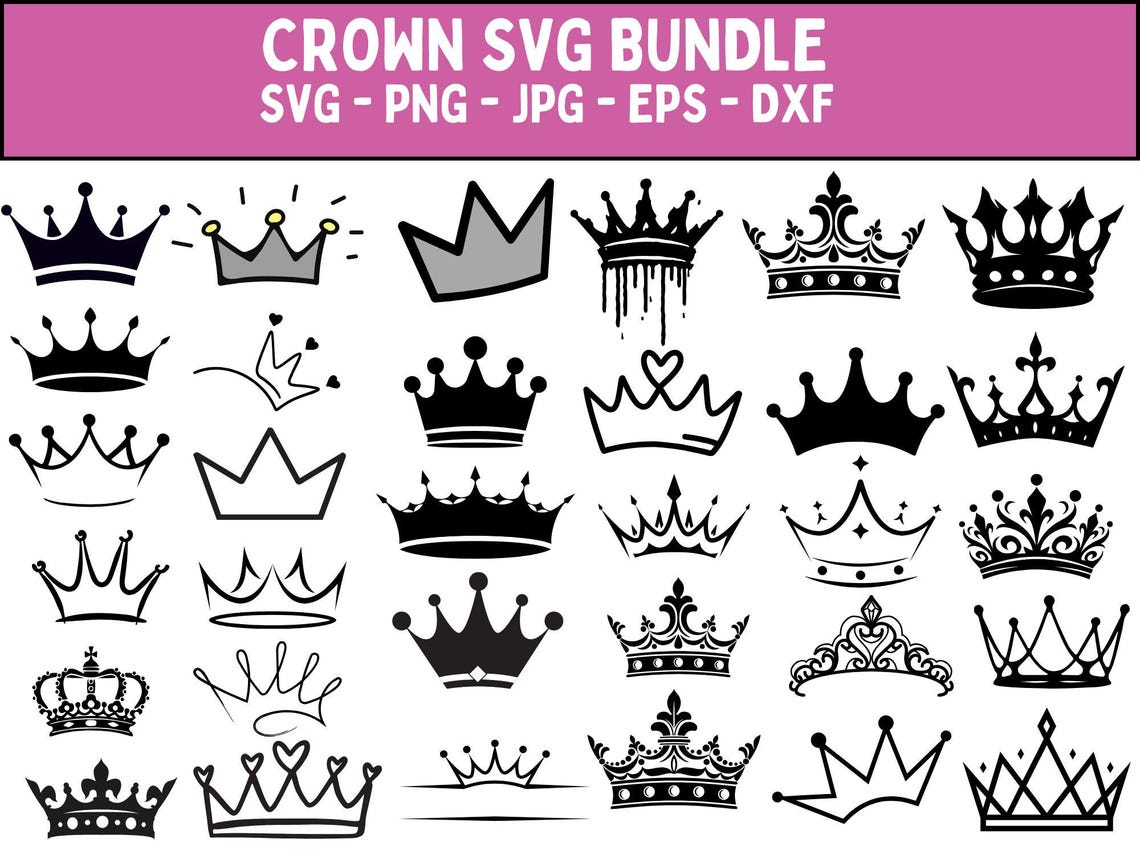 Crown SVG Bundle: Royal King, Queen, Princess Designs (digital Download ...