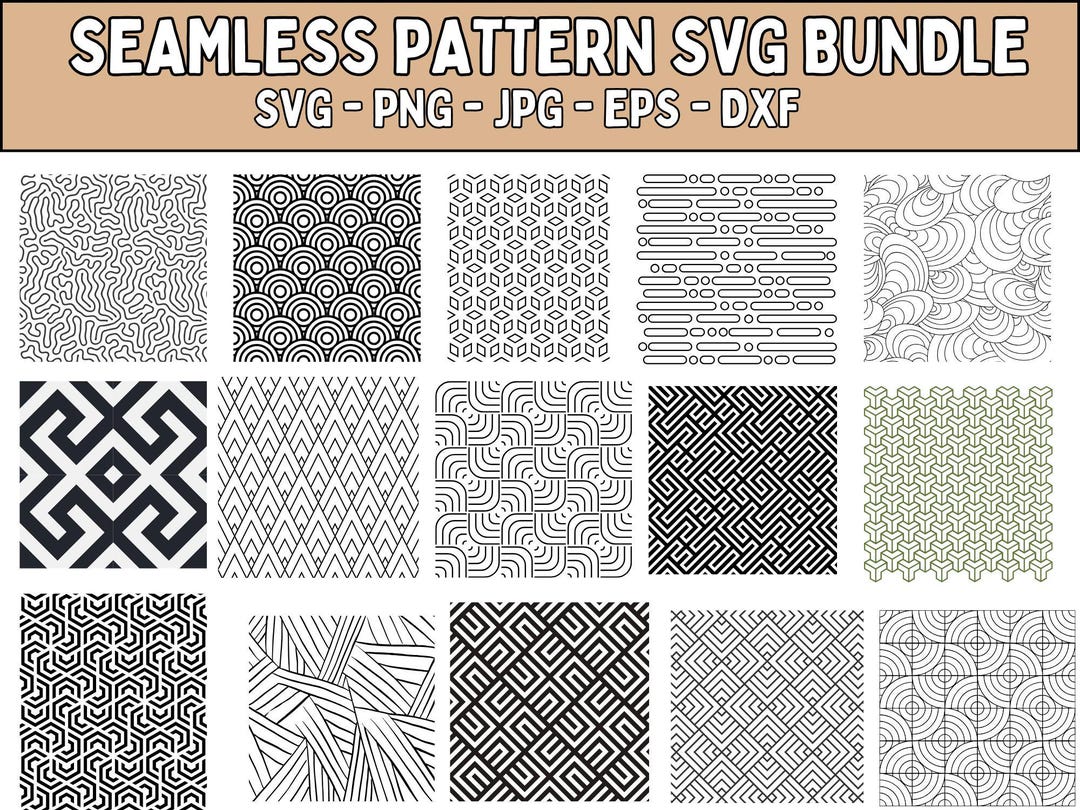 Floral & Geometric Pattern SVG Bundle: Seamless Designs (digital ...