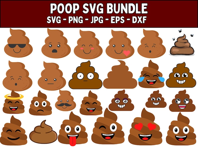 Poop Emoji Svg, Poop Emoji Svg Bundle, Poop Clipart, Layered Poop Emoji ...