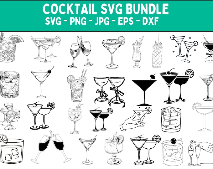 Cocktail SVG Bundle, Cocktail PNG Bundle, Cocktail Clipart, Cocktail ...