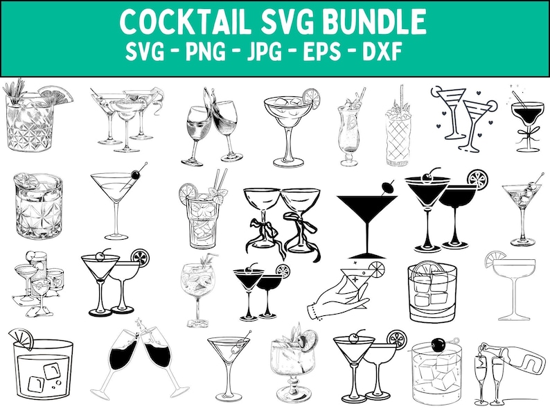 Cocktail SVG Bundle, Cocktail PNG Bundle, Cocktail Clipart, Cocktail ...