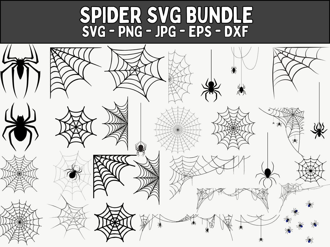 Spider & Spider Web SVG: Halloween Cut Files (digital Download) - Etsy
