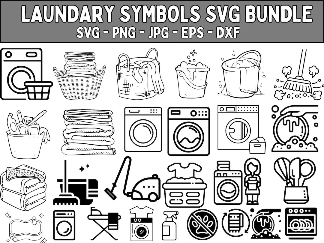 Laundry Symbols SVG Bundle, Laundry Svg, Laundry Sign Svg, Laundry ...
