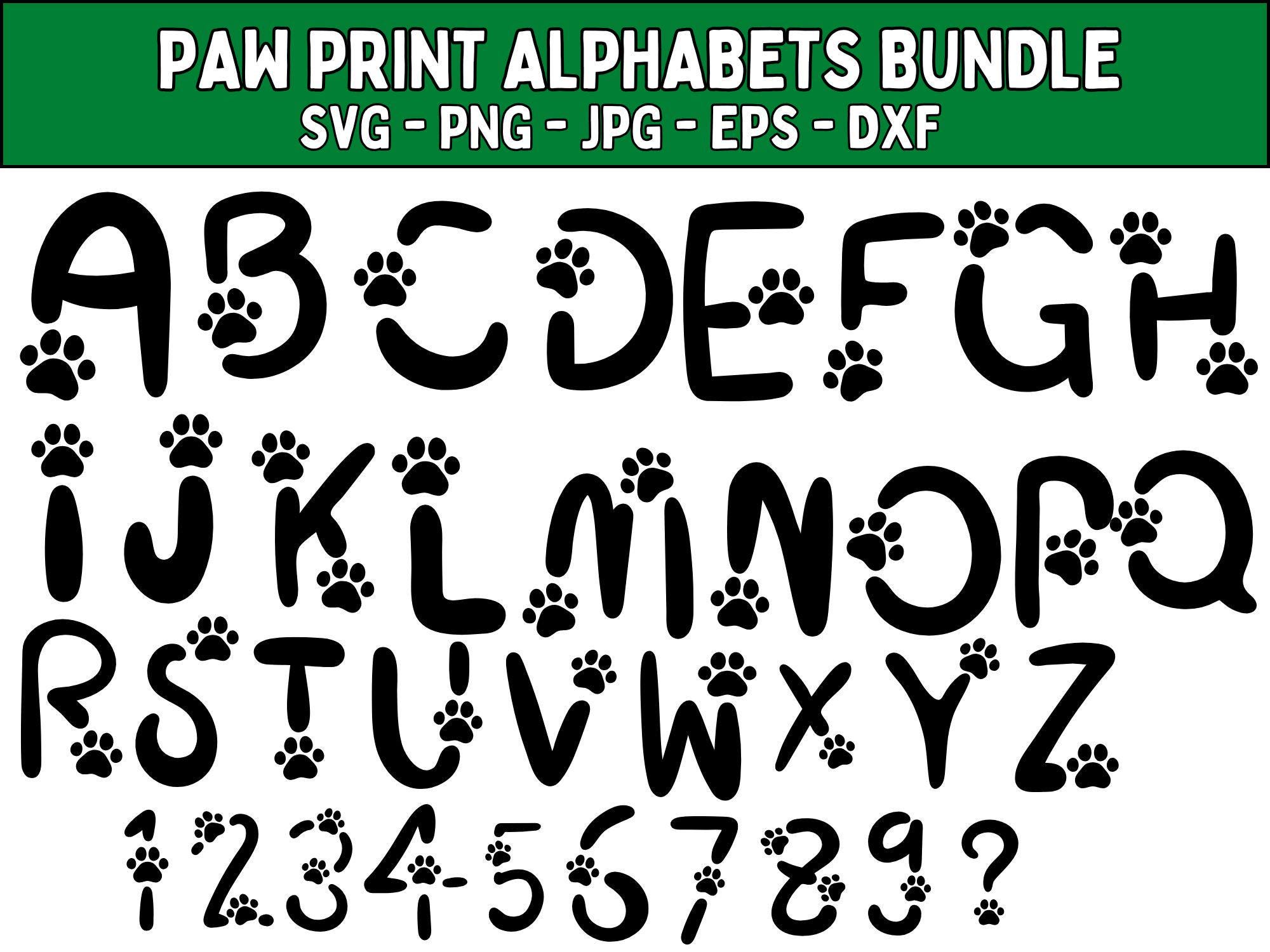 Paw Print Alphabet SVG: Animal Font, Numbers, Letters (digital Download ...