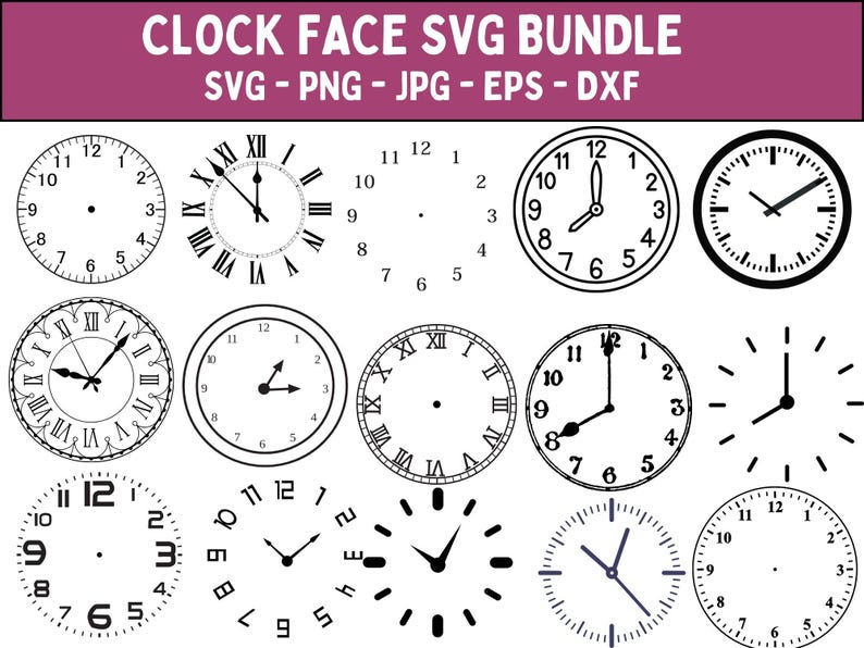 Clock Face Svg, Old Clock Face Svg, Modern Clock Face Design Bundle ...