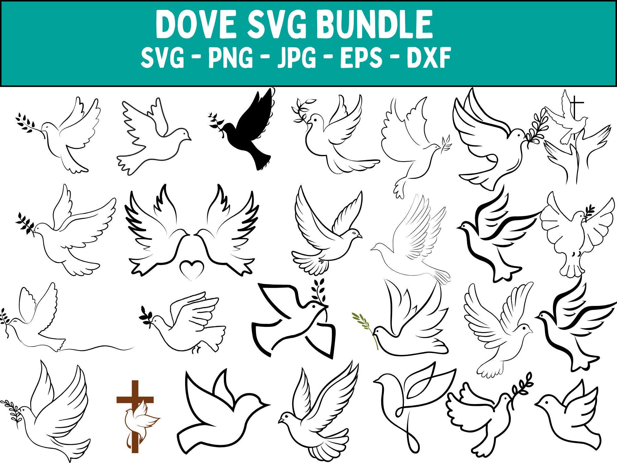 Dove SVG Bundle, Dove PNG Bundle, Dove Clipart, Pigeon SVG Cut Files ...