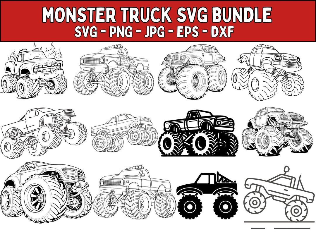 Monster Truck SVG Bundle: off Road Vector Graphics (digital Download - Etsy