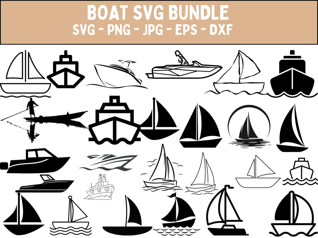 Boat SVG Bundle: Sailboat, Cruise Ship, Speedboat Clipart (digital ...