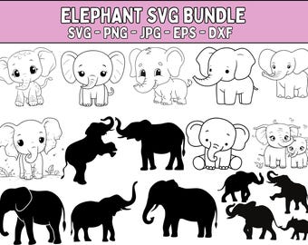 Elephant SVG Bundle, Cute Elephant Svg, Elephant Clipart, Elephant SVG ...