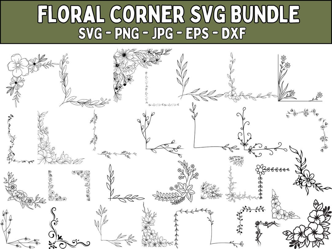 Corner Svg Bundle, Corner Svg, Floral Corner Svg Files, Decorative Page ...