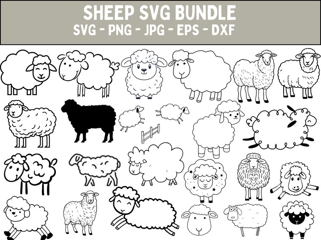 Sheep SVG Bundle, Sheep Dxf, Sheep Png, Sheep Eps, Sheep Vector, Sheep ...